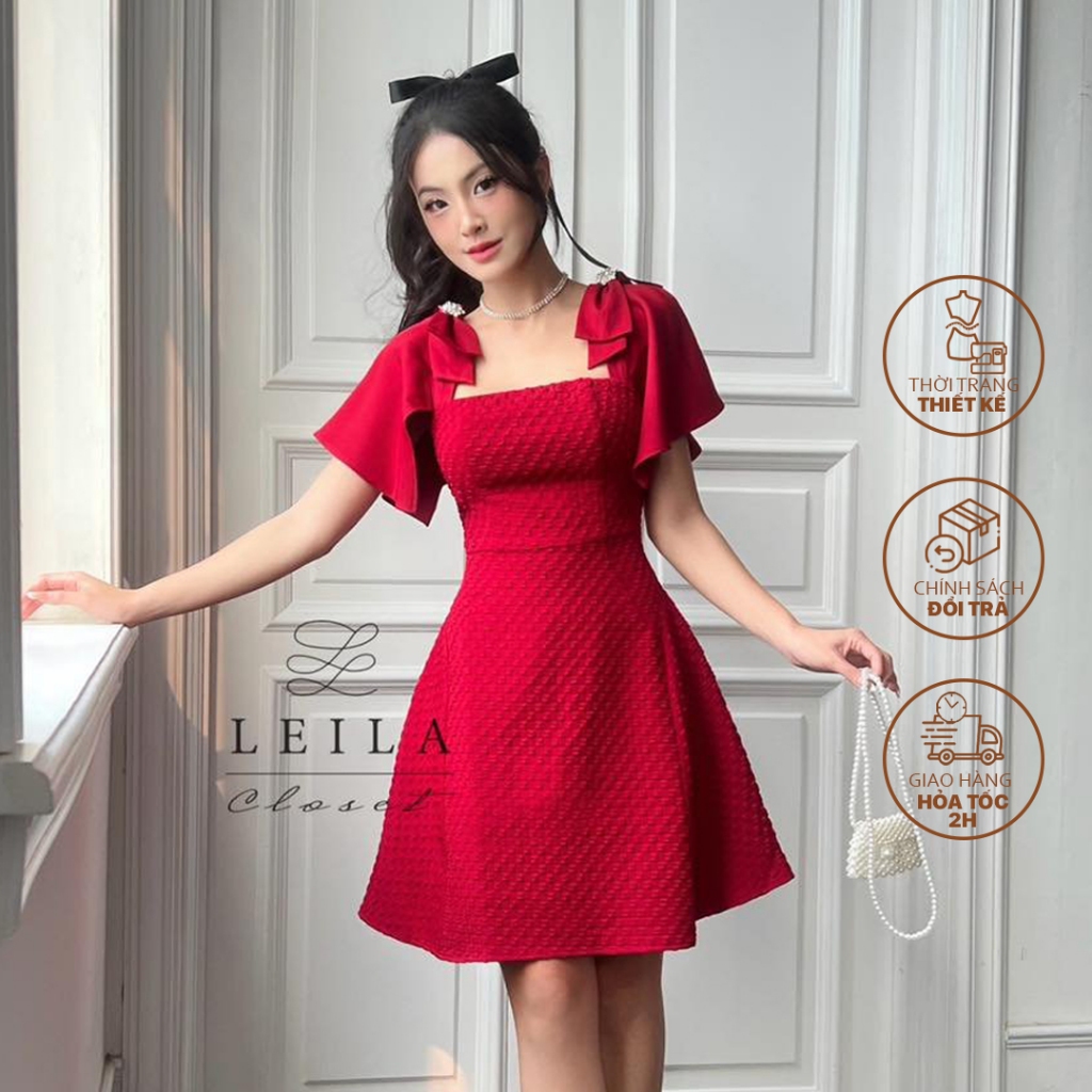 LEILA CLOSET | Đầm thiết kế Rosa tay nơ dáng xoè ngắn (không bao gồm ...