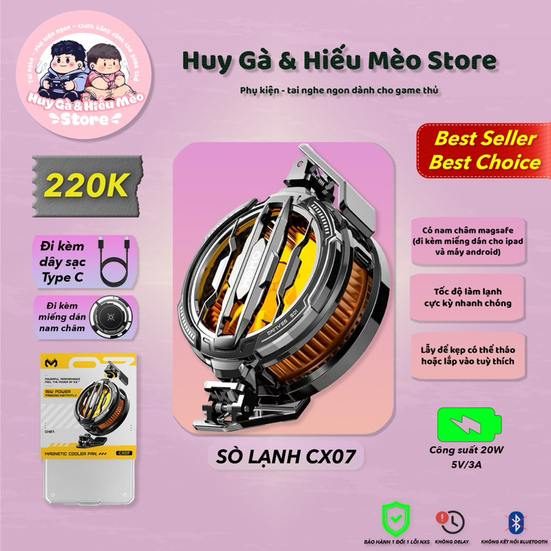 Quạt tản nhiệt sò lạnh CX07 - dành cho điện thoại và máy tính bảng ...