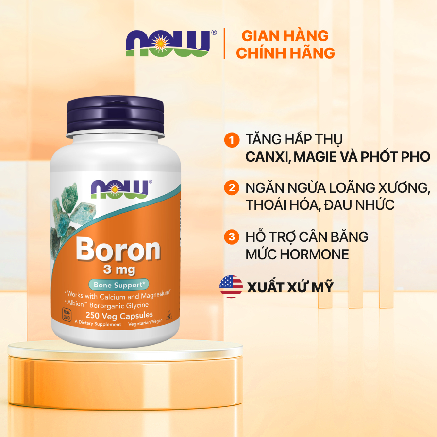 (đủ bill) Viên uống Boron Now hỗ trợ ngừa loãng xương, giúp xương chắc ...