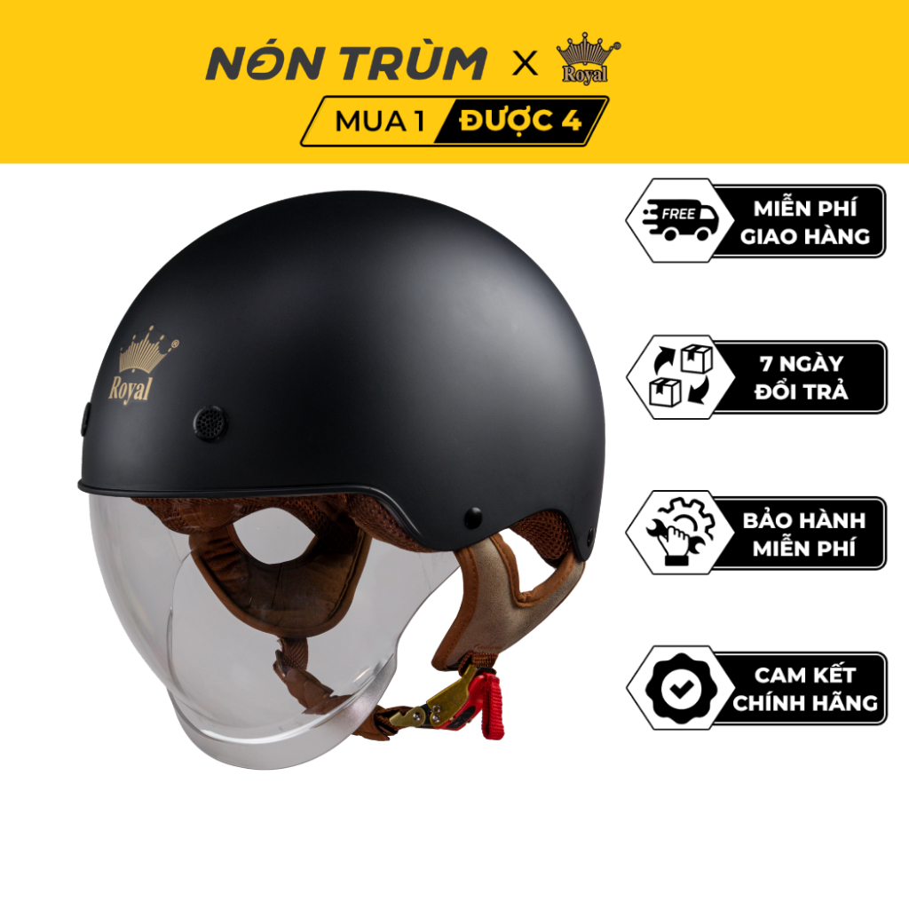 Mũ bảo hiểm nửa đầu Royal M239 kính âm che mặt size M L XL XXL cho nam ...