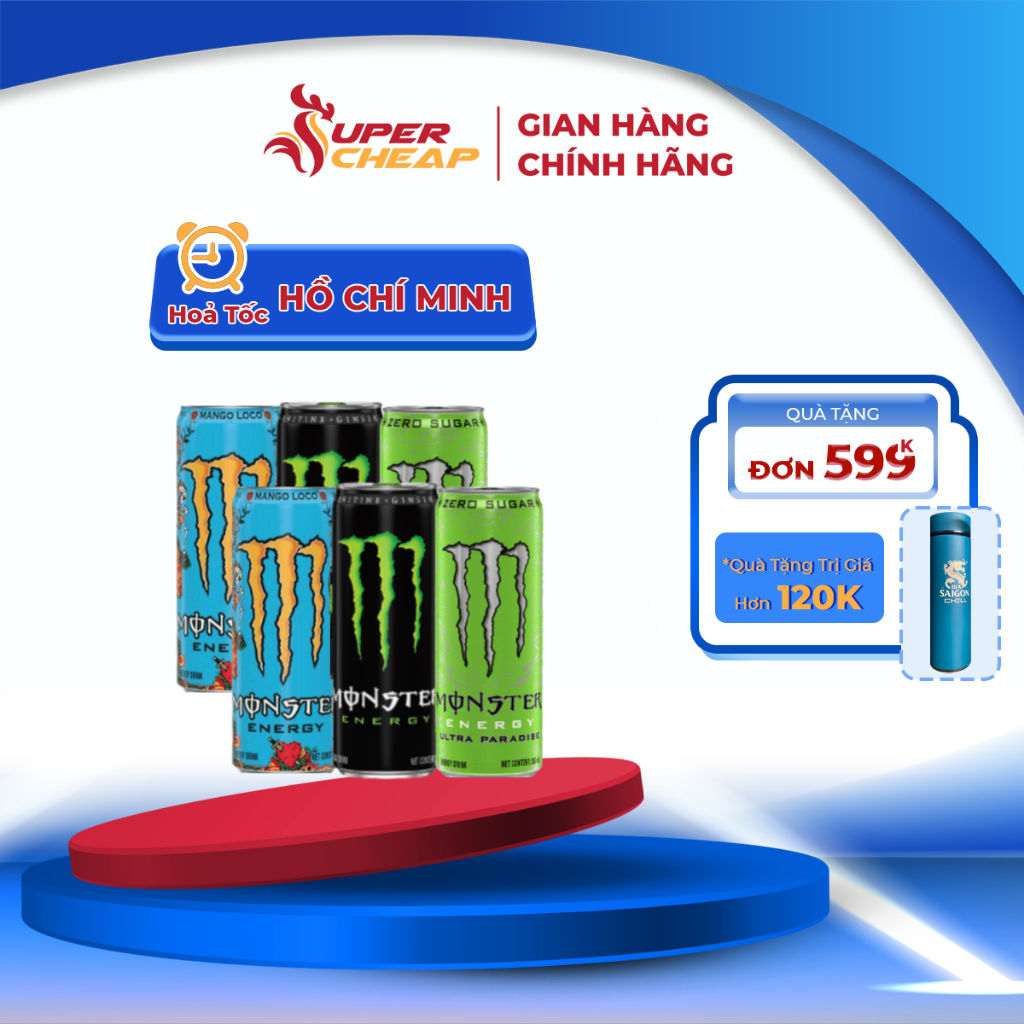 [Hoả tốc HCM] Hộp 6 Lon Nước Tăng Lực Monster Mix 3 vị Energy, Ultra ...