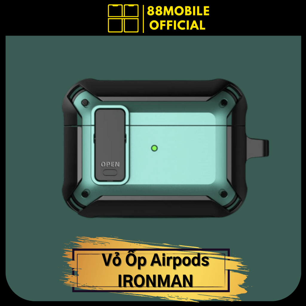 Vỏ case airpod pro 3 2 chống sốc IRONMAN, ốp airpods bảo vệ có nút khóa ...
