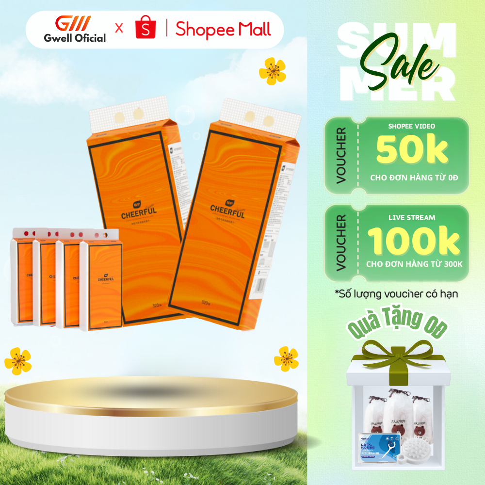Giấy vệ sinh đa năng GODWELL CHEERFUL treo tường dạng rút, chất liệu gỗ nguyên sinh 1 túi 1280 ...
