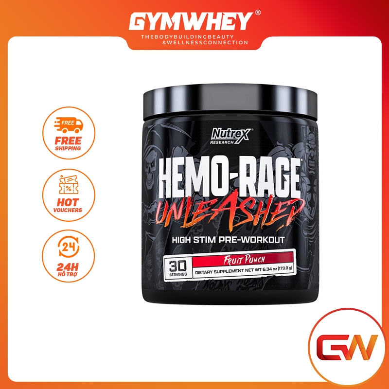 NUTREX HEMO RAGE UNLEASHED PRE WORKOUT 30SER | Tăng Sức Mạnh, Duy Trì ...