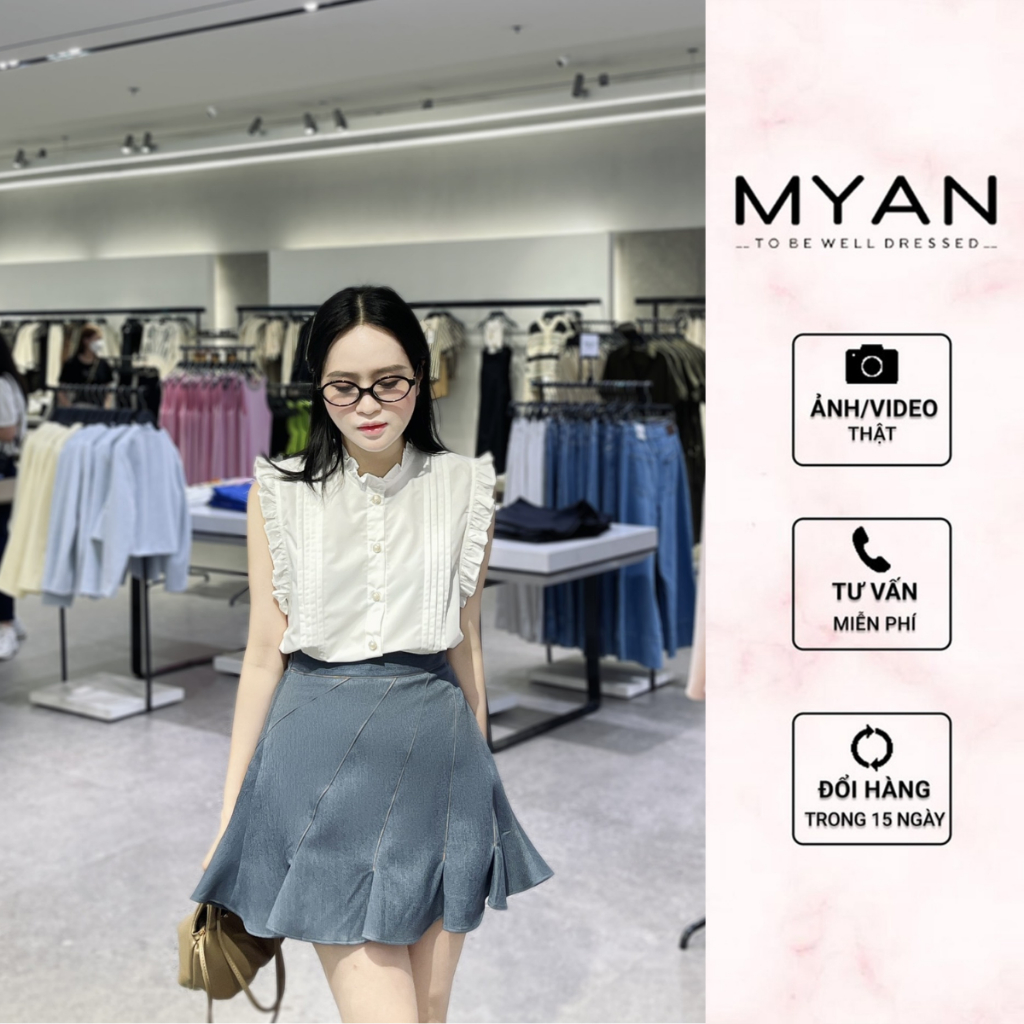 MYAN DESIGN Áo Sơ Mi Sát Nách Nữ Thiết Kế Viền Bèo Phong Cách Năng Động ...