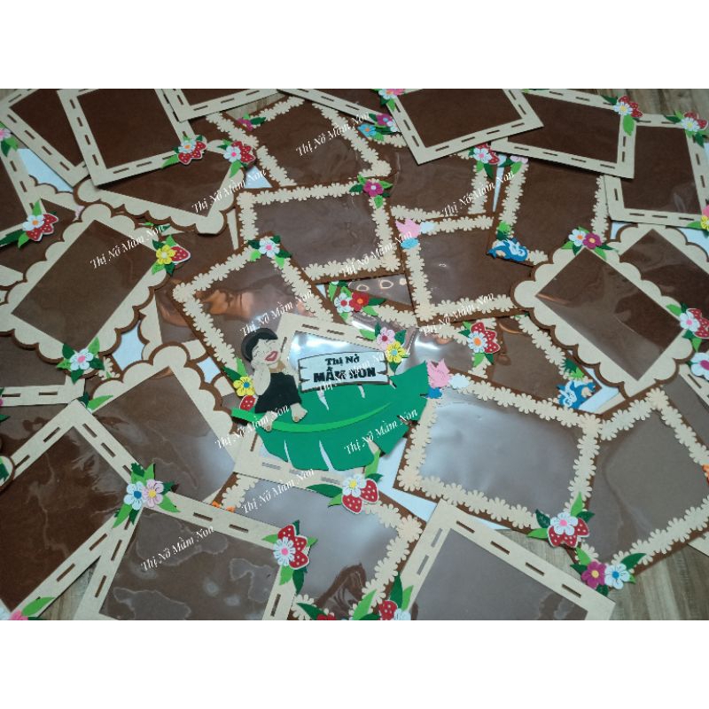 Khung sản phẩm của bé A4 vải nỉ tông màu steam trang trí tranh góc mầm ...