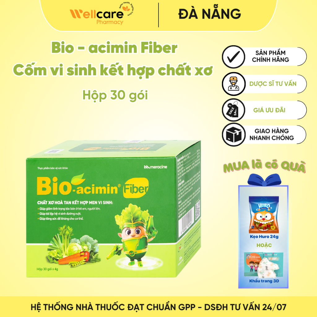 Cốm vi sinh BIOACIMIN FIBER - Hộp 30 gói bổ sung lợi khuẩn & chất xơ ...
