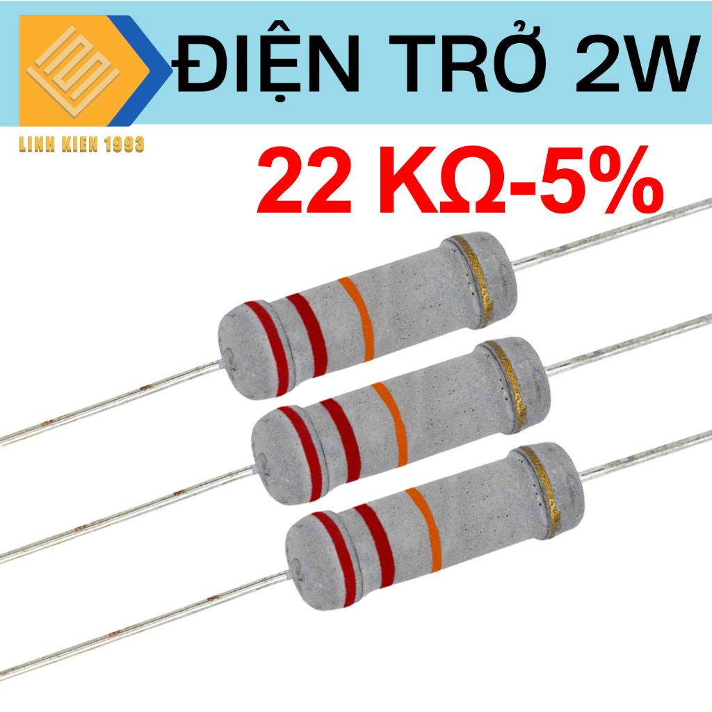 [ SET 5 CON ] Điện Trở 22K Ohm 2W 5% 4 vòng màu, điện trở công suất | Shopee Việt Nam