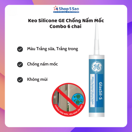 Keo Silicone GE - GlasSil-S chống nấm mốc, rêu bám ( Trung tính ) COMBO ...