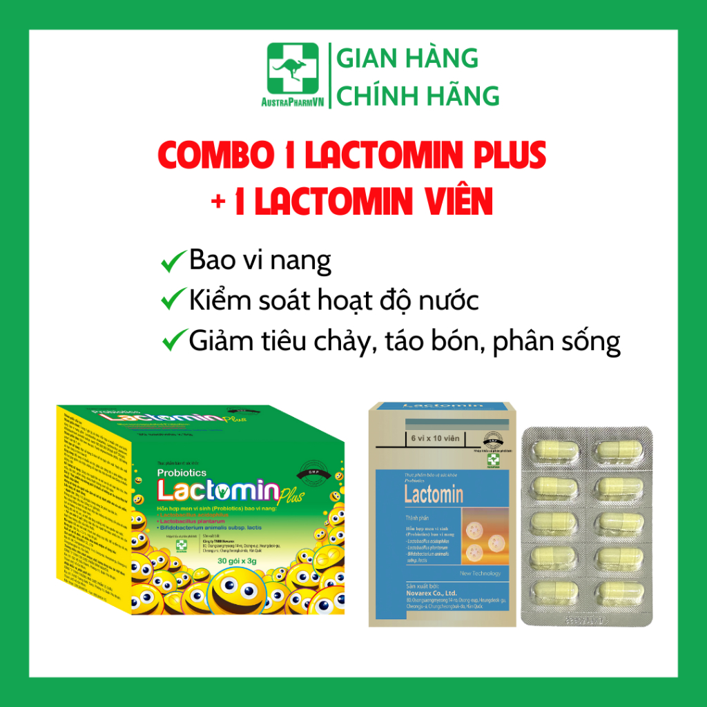 Combo 1 Hộp Lactomin Plus + 1 Hộp Lactomin (Viên) - Hỗ trợ Giảm Tiêu ...