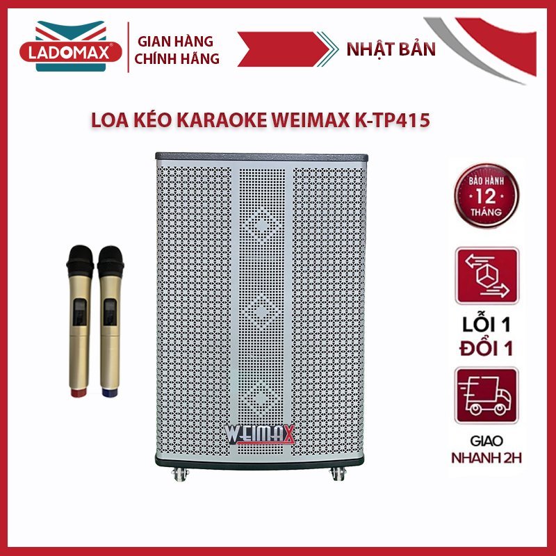 Loa Kéo Karaoke Bluetooth WEIMAX K-TP415 công suất mạnh mẽ - Bass 40cm - Tặng kèm 2 mic | Shopee ...