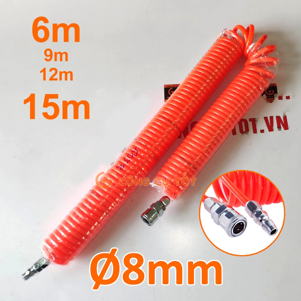 Dây hơi lò xo Ø8mm hãng Gootool đầu hơi SP20- PP20 6-15m dây xoắn hơi ...