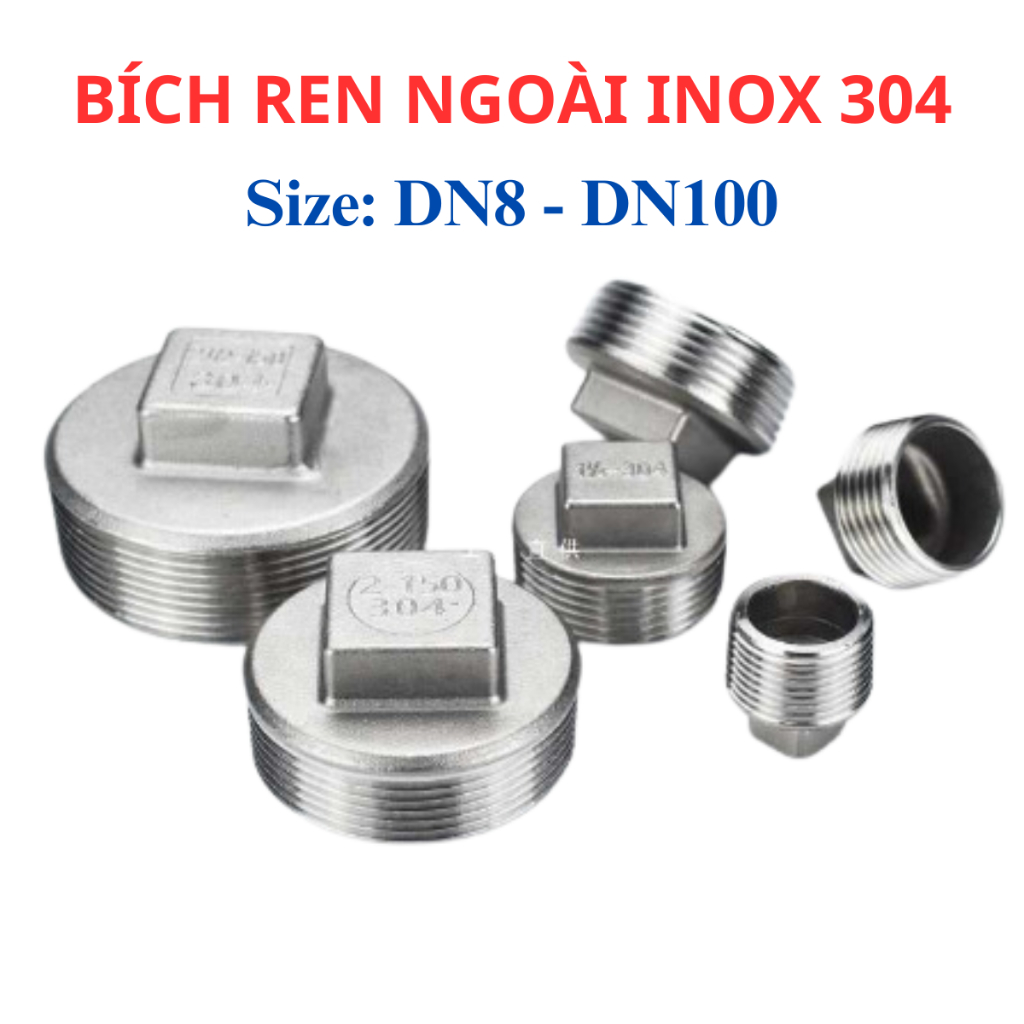 Nút bít ren ngoài inox 304, Nắp bịt ren ngoài DN8 - DN50 (phi 13mm - 60mm) | Shopee Việt Nam