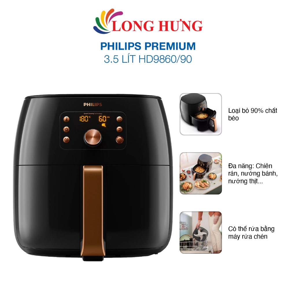 Nồi chiên không dầu điện tử Philips 3.5 lít HD9860/90 - Hàng chính hãng ...