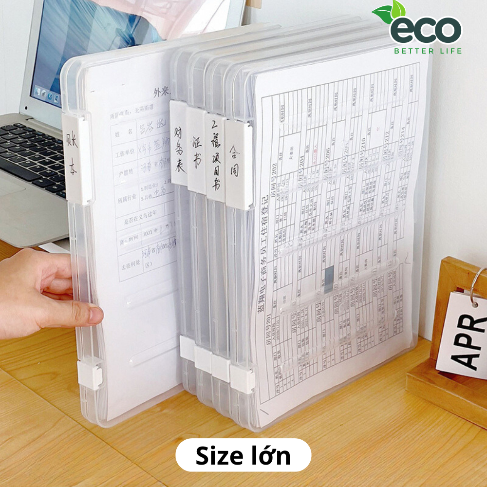 Hộp đựng tài liệu A4 trong suốt ECO có khóa cài, Hộp tài liệu chống bụi ...