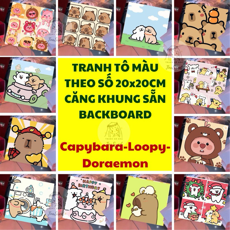 [THANH LÝ NGHỈ BÁN] Tranh tô màu theo số Capybara, Loopy Backboard ...