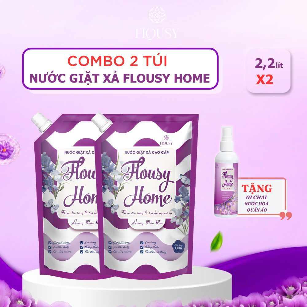 Combo 2 Túi Nước Giặt Xả Flousy Home 2,2L x 2 + 1 Nước Hoa Quần Áo (Lưu ...