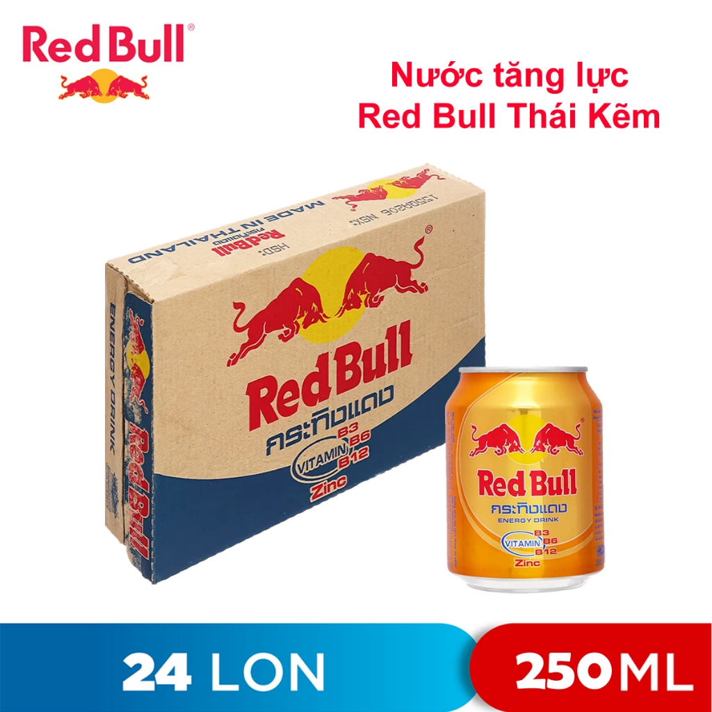THÙNG 24 LON NƯỚC TĂNG LỰC ENERGY DRINK RED BULL THÁI KẼM VÀ VITAMIN ...