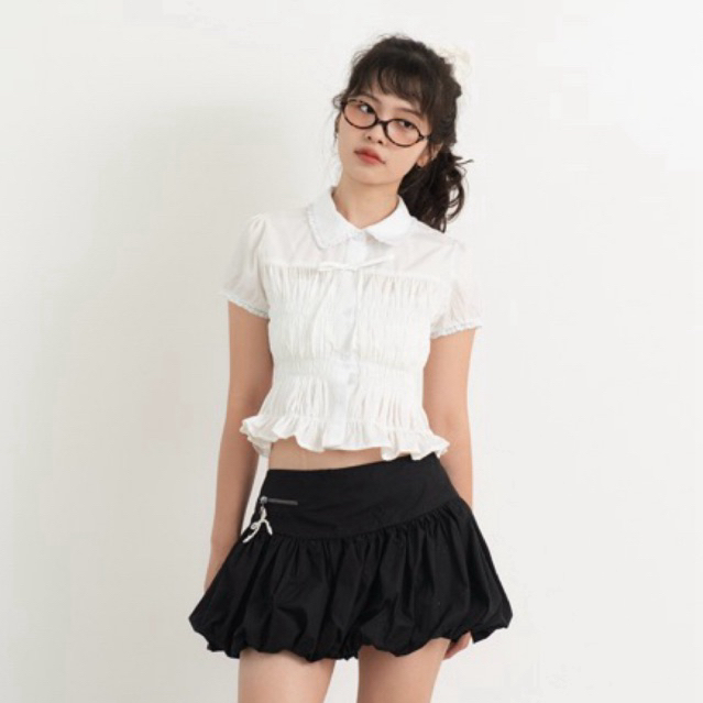 SẴN SIZE M, L - Dóra the label - Áo sơ mi phối chun SUZY SHIRT | Shopee ...