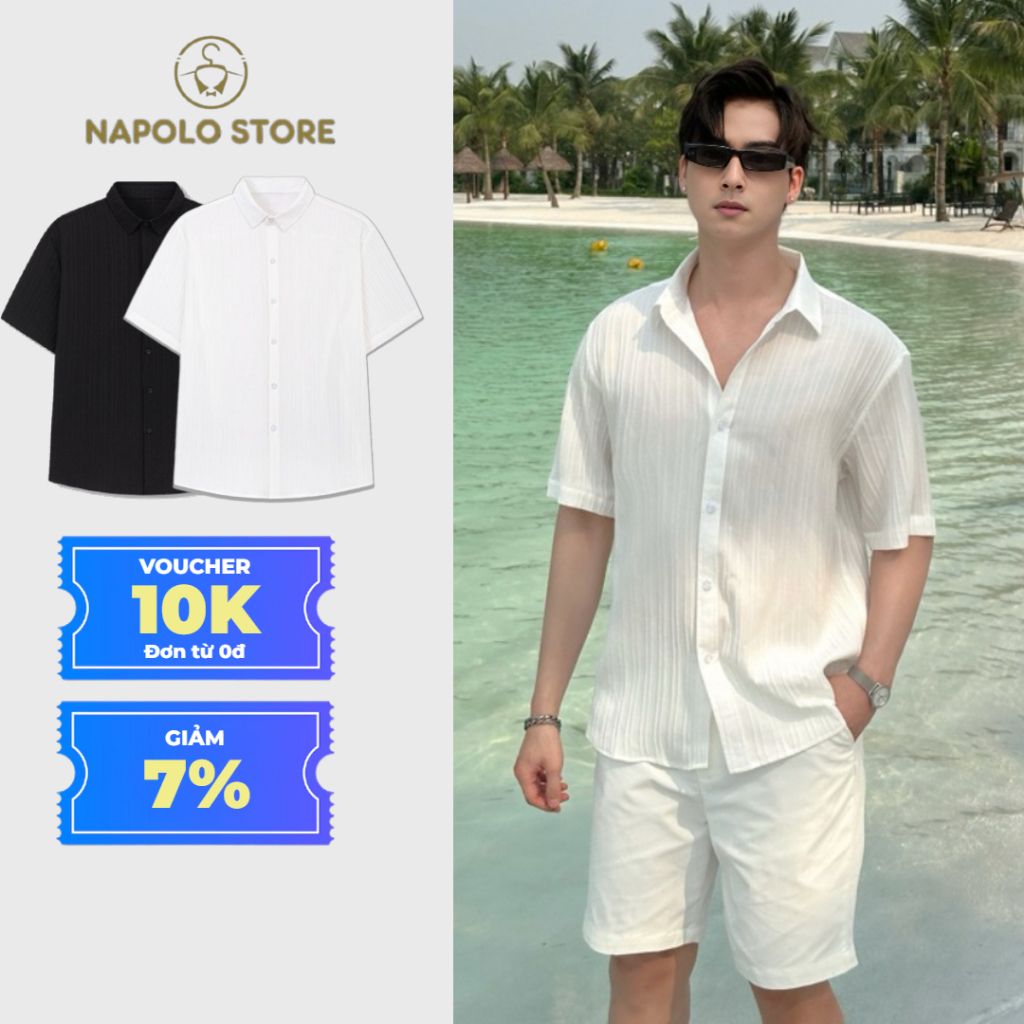 Áo Sơ Mi Nam Tay Ngắn Vải Đũi Thoáng Mát, Bộ Đũi Nam Napolo.store | Shopee Việt Nam
