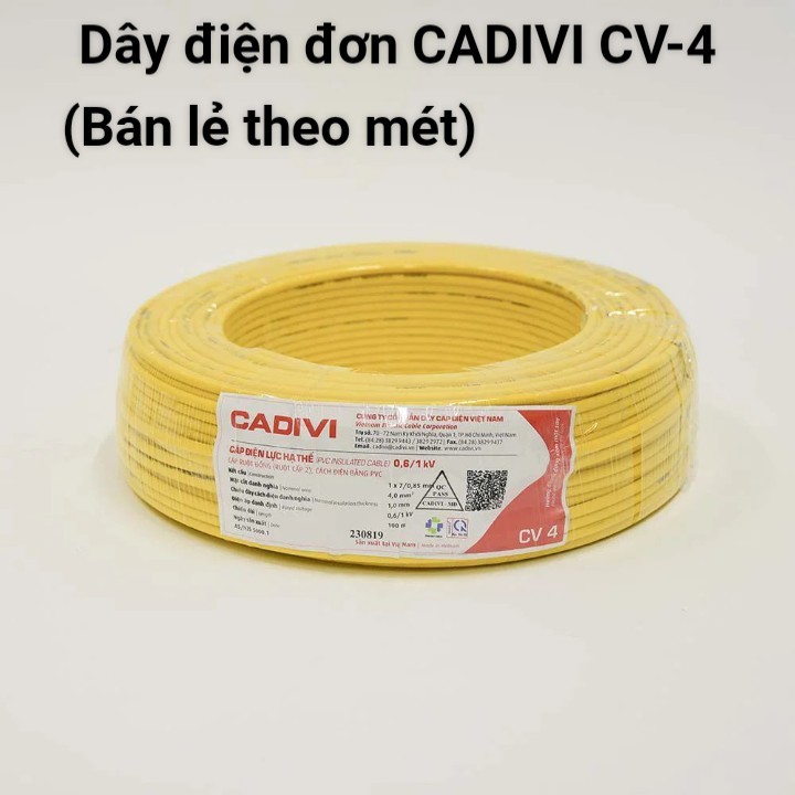 LẺ 50m - 90m. Dây điện đơn CADIVI CV-4. HÀNG CHÍNH HÃNG - GIÁ TỐT ...