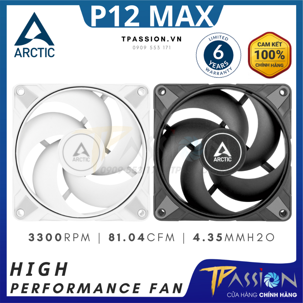 Quạt tản nhiệt Fan Case 12cm Arctic P12 Max Black / White - Chính hãng ...