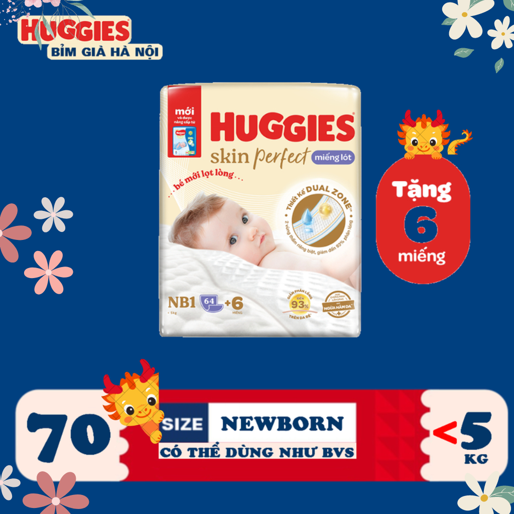 Miếng lót sơ sinh Huggies NB1 108+9 Skin Perfect (có thể dùng như BVS) | Shopee Việt Nam