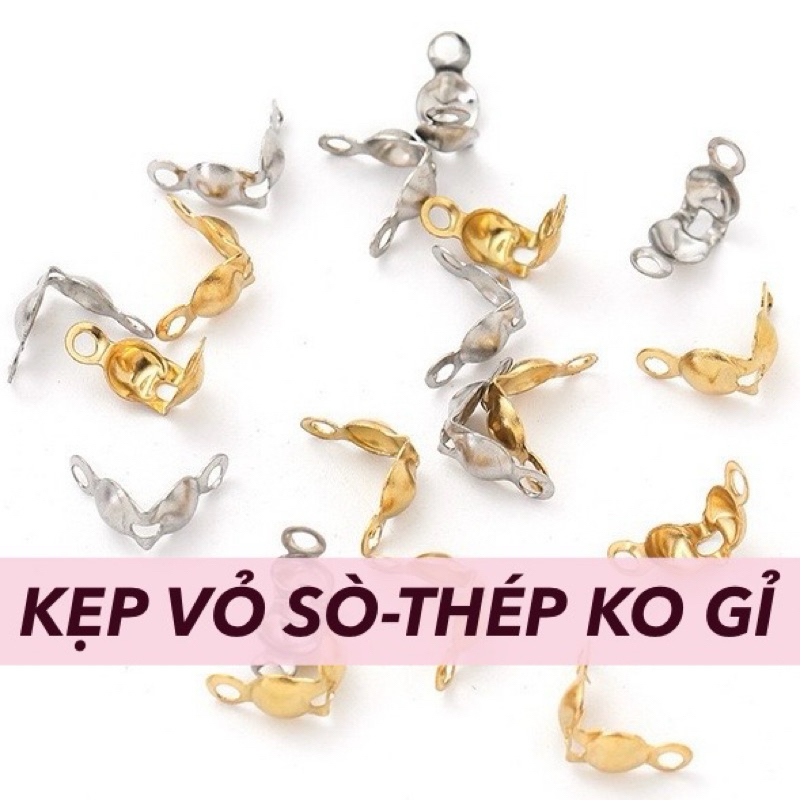 Kẹp vỏ sò [THÉP KHÔNG GỈ-TITAN] phụ kiện kết nối xỏ vòng/ dây đeo / móc ...