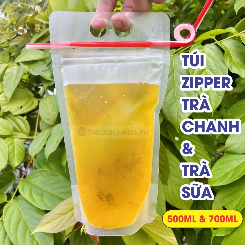 SET 100 túi zip trà chanh, túi zip đựng trà sữa, túi zipper trà trái ...