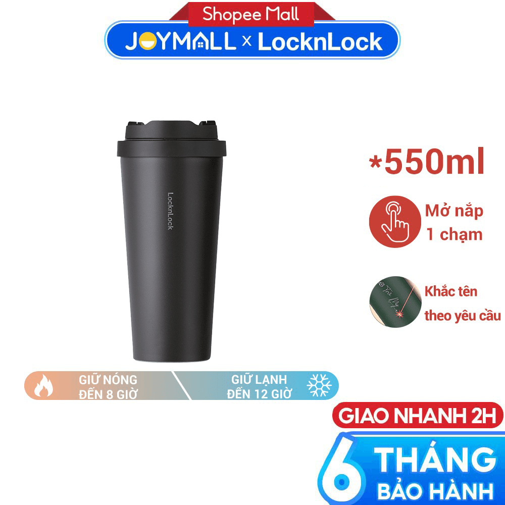 Ly giữ nhiệt LocknLock 550ml LHC3249BLK Đen, Hàng chính hãng, mở một ...
