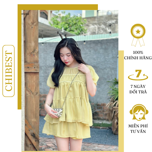 Set tơ ánh babydoll tay bồng CHIBEST HSD64 | Shopee Việt Nam