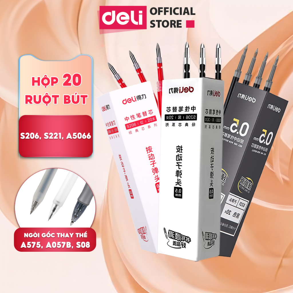 [ĐƠN30KTẶNGBÚT] Combo 10/20 Ngòi Ruột gốc bút gel Deli 0.5mm dùng cho bút gel A575 A057B lâu hết ...