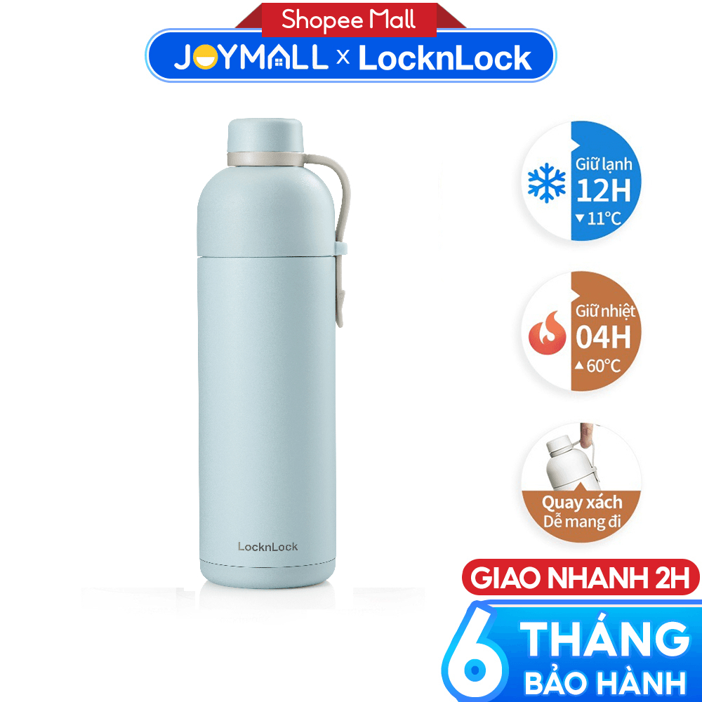 Bình giữ nhiệt LocknLock Belt Bottle LHC4267MIT 490ml, Hàng chính hãng inox 304, miệng rộng ...