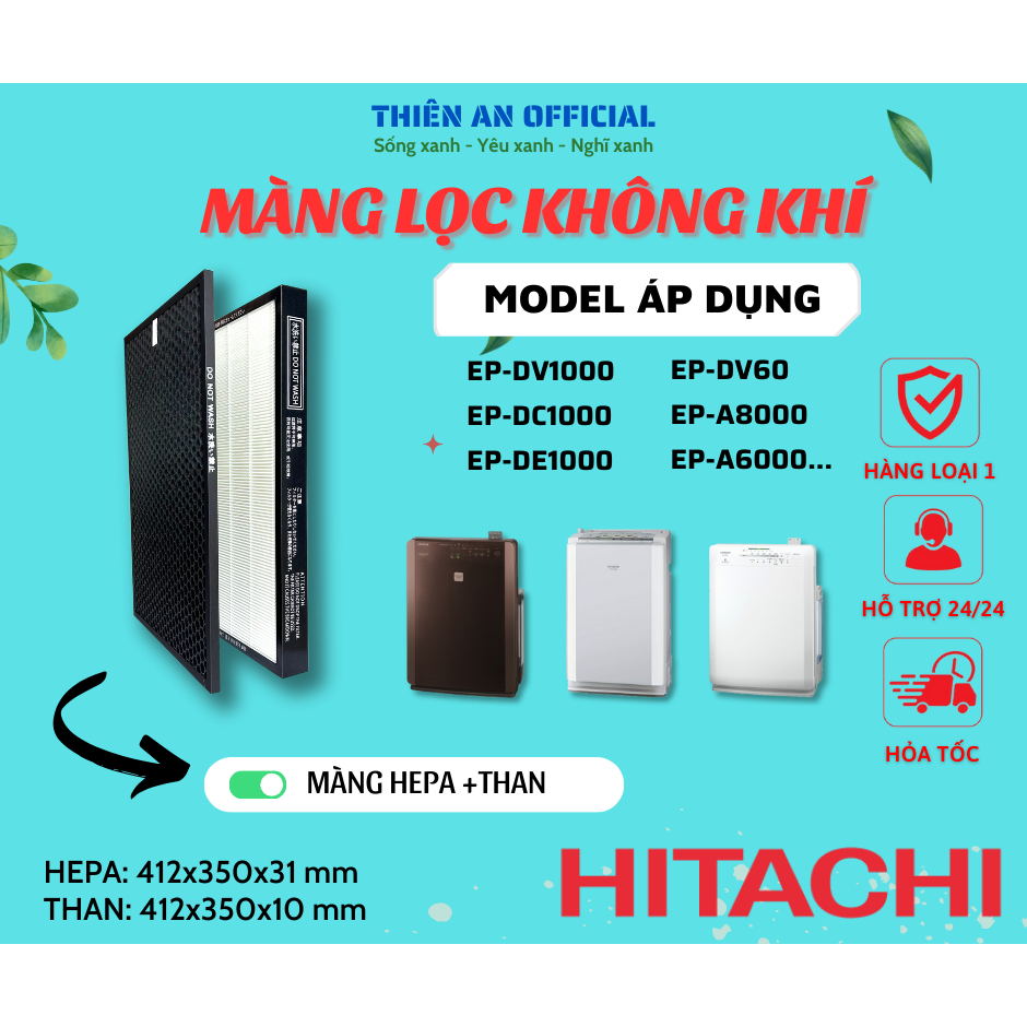 Màng lọc không khí Hitachi: EP-A8000, EP-DV60, EP-A6000, EP-DC1000, EP-DV1000, EP-DE1000, EP ...