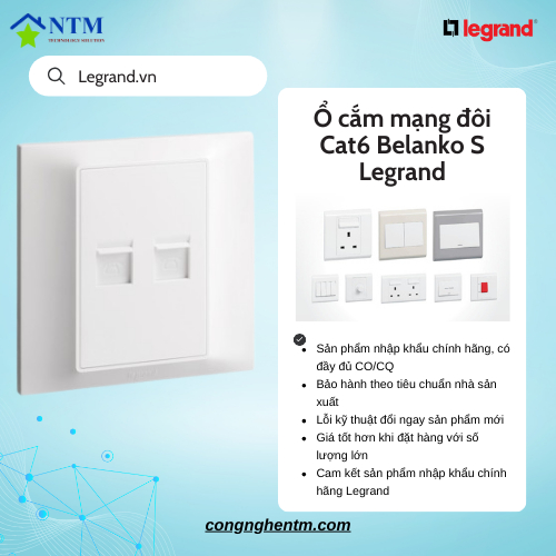 Ổ cắm mạng đôi Cat6 Belanko S Legrand 617692 | Shopee Việt Nam