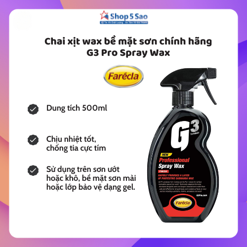 Chai xịt Wax bề mặt sơn chính hãng Farécla G3 Pro Spray Wax 500ml ...