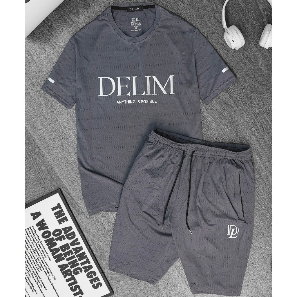 Bộ Thể Thao Nam DELIM Cổ Tròn Cao Cấp Chất Thun Lạnh Co Giãn 4 chiều | Shopee Việt Nam