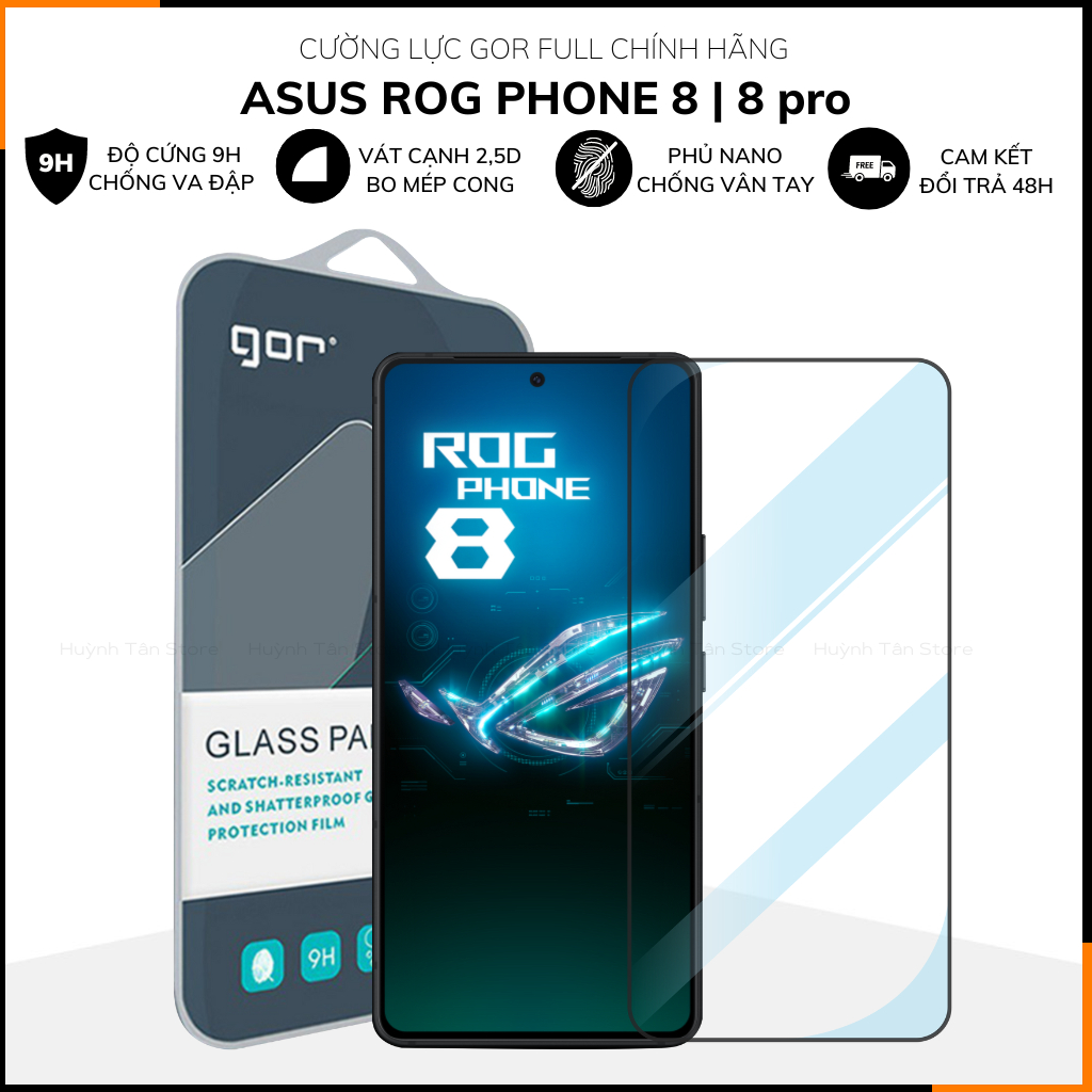 Cường lực rog phone 8 pro 7 6 pro 5 5s trong suốt FULL MÀN chống bám vân tay chính hãng GOR phụ ...
