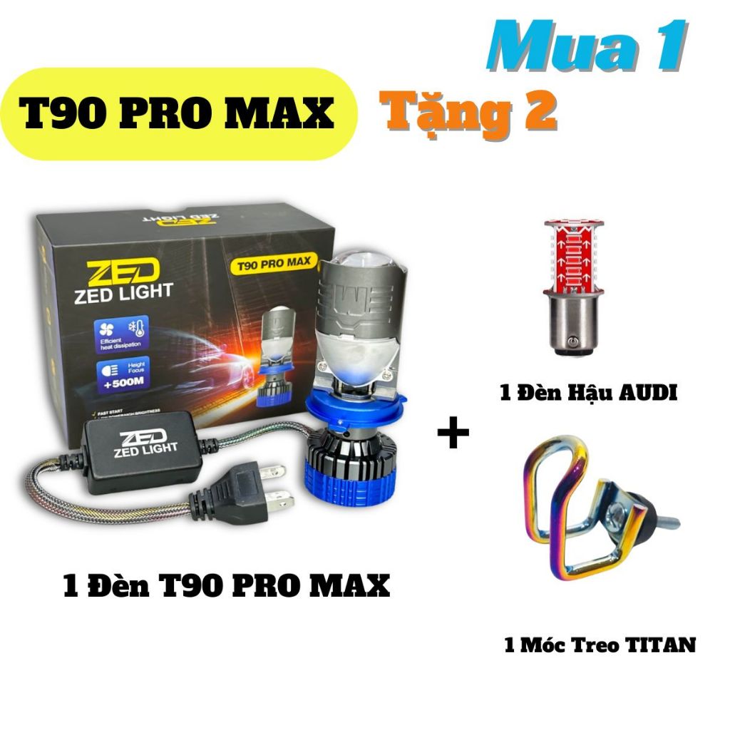 Đèn LED Pha Bi Cầu T90 PRO MAX ZED LIGHT - 90W Chân Bóng H4 9 15V DC ...