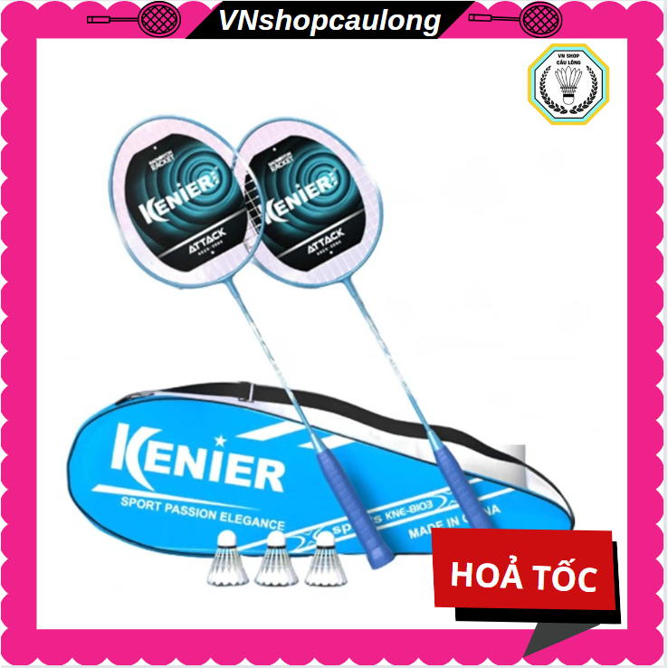 Set 2 Vợt cầu lông KENIER , tặng kèm 3 quả cầu lông chất lượng cao, bảo ...