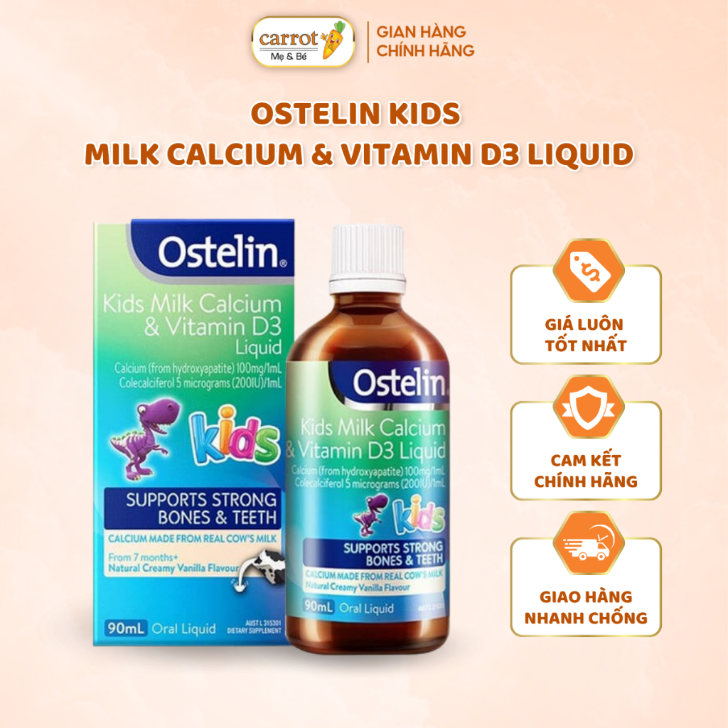 Canxi Và Vitamin D3 200IU Dạng Sữa Nước Ostelin Kids Milk Calcium ...
