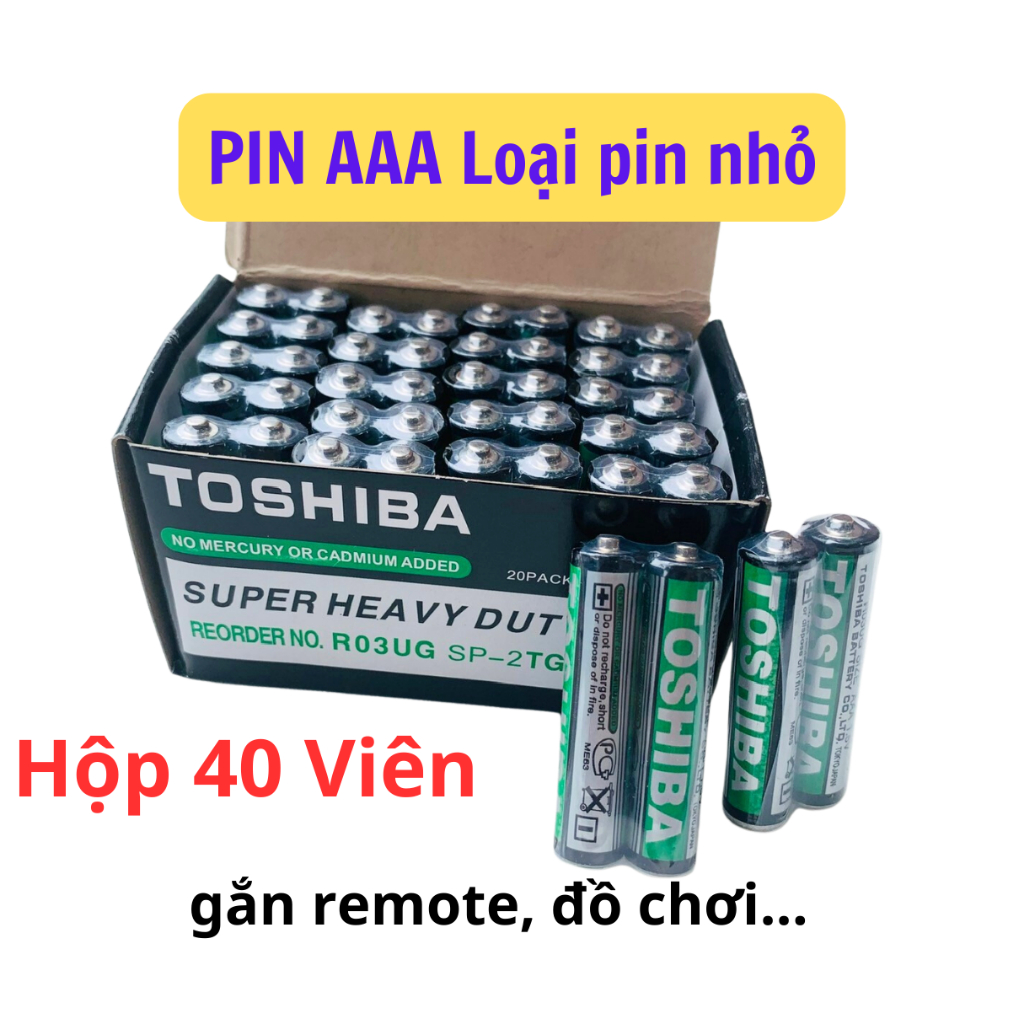 Hộp 40 Viên Pin AAA Toshiba 1.5v, Pin 3A hộp 40 viên dùng cho remote ...