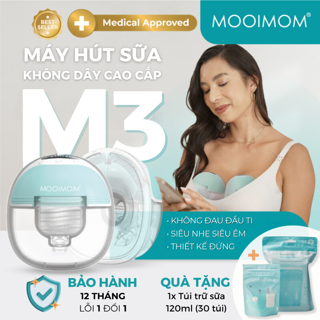 Máy Hút Sữa Không Dây Cao Cấp MOOIMOM M3, Nhỏ Gọn Siêu Nhẹ, Dung Tích ...