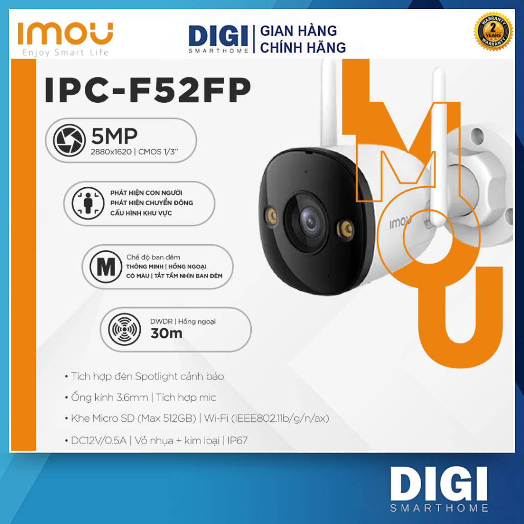 Camera Wifi IMOU BULLET 2E F52FP/ F42FP /F32FP/ F22FP, Chỉ Thu Âm, Có ...
