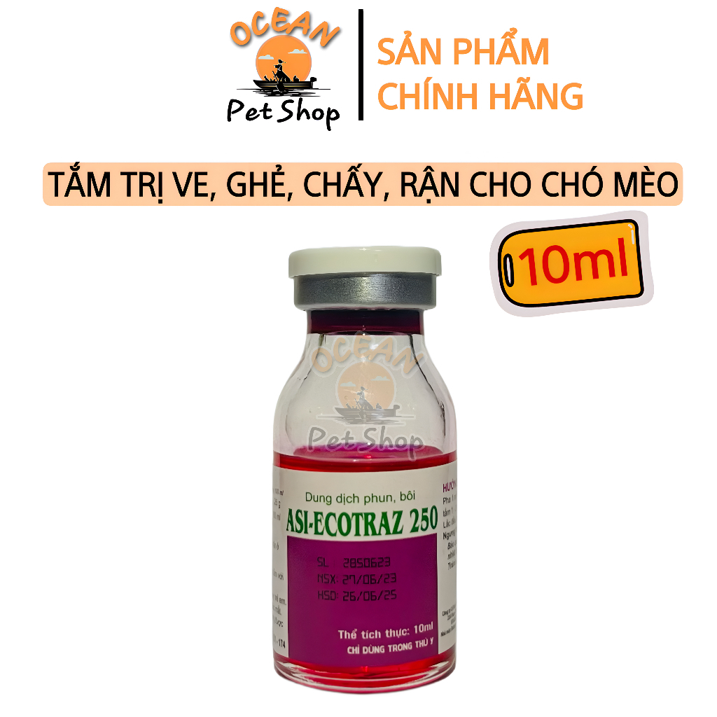 Dung dịch Asi Ecotraz pha tắm Loại bỏ ghẻ, ve rận cho vật nuôi - Lọ ...
