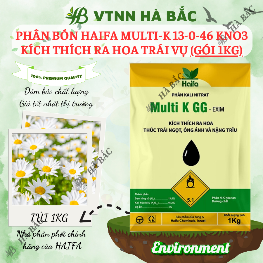 Phân Bón Haifa Multi-K 13-0-46 KNO3 Kích Thích Ra Hoa Trái Vụ (Gói 1KG) | Shopee Việt Nam