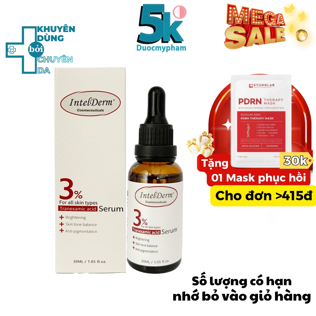 Serum sáng da IntelDerm 3% - Chuyên cấp ẩm phục hồi và mờ thâm nám ...
