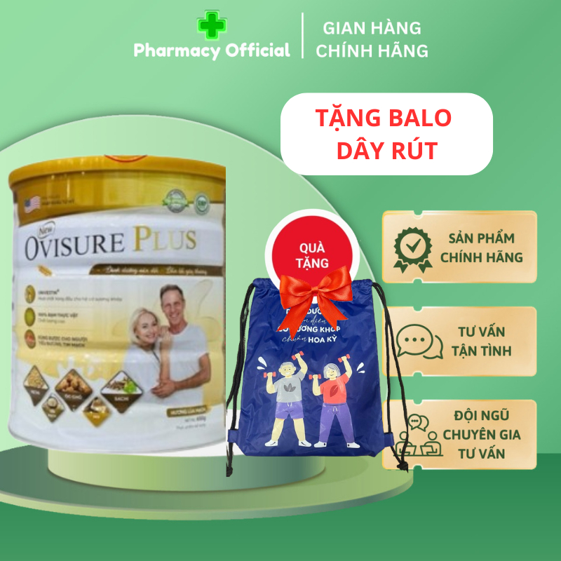 Sữa hạt OVISURE PLUS bản cao cấp vị lúa mạch lon 650g hỗ trợ xương khớp ...