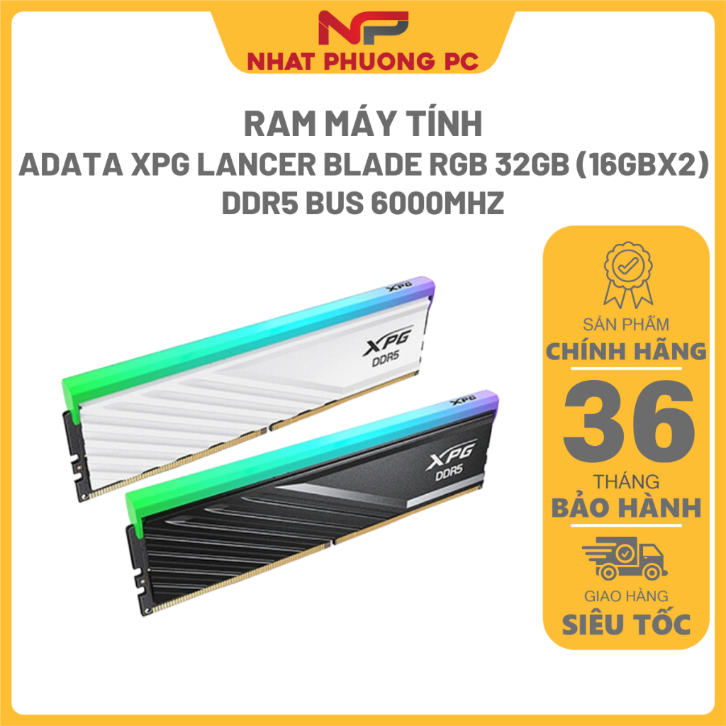 Ram Adata XPG Lancer Blade RGB DDR5 32GB (16GBx2) 6000Mhz Đen + Trắng ...