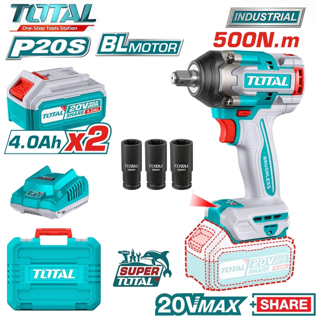 Máy siết bulong dùng pin 20V Total Không Chổi Than - Lực Siết 500N/m TIWLI2050 | Shopee Việt Nam